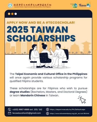 2025 Taiwan Scholarships Call for Applications till April 30!